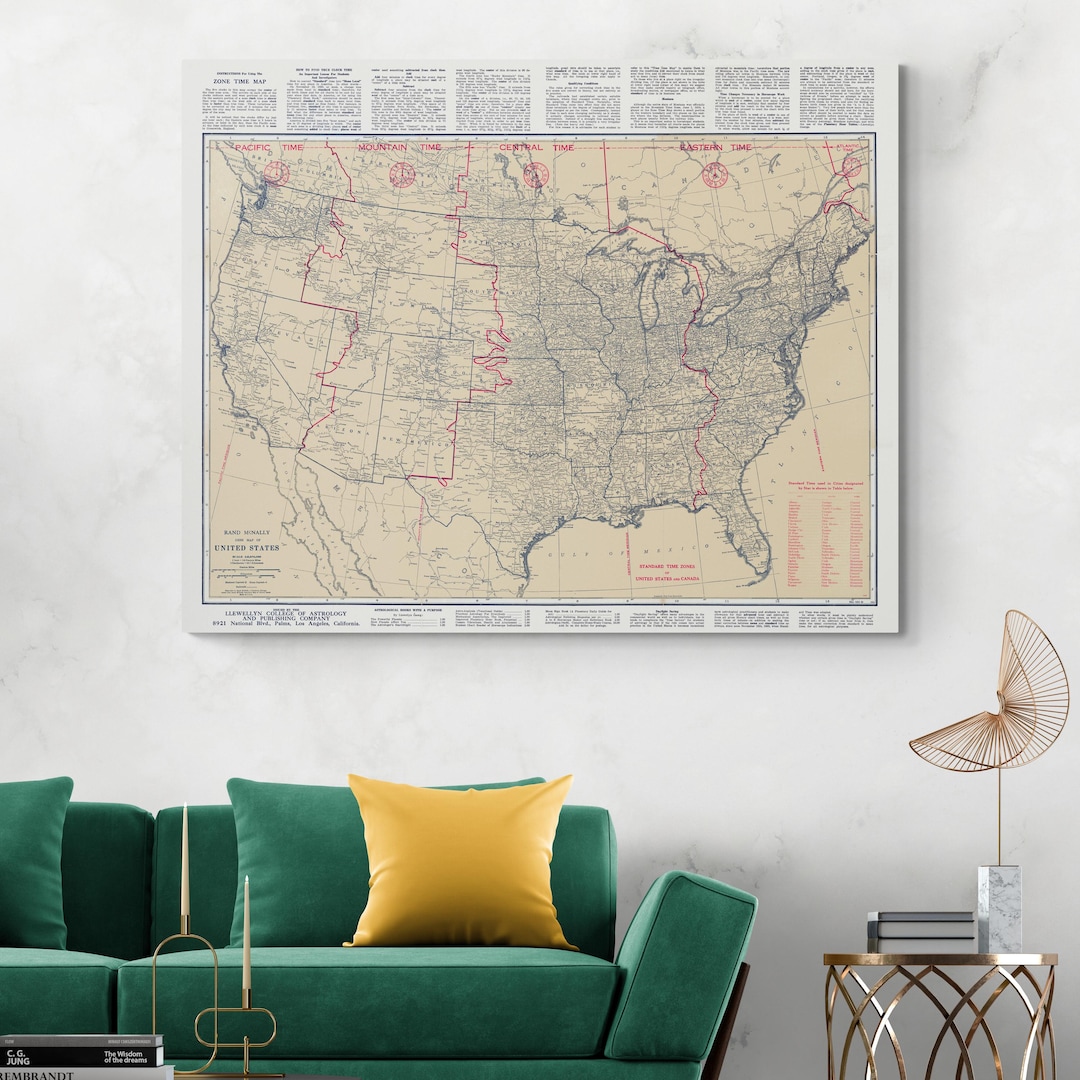 Buy 1932 Standard Time Zones Map of the United States – Early 20th ...