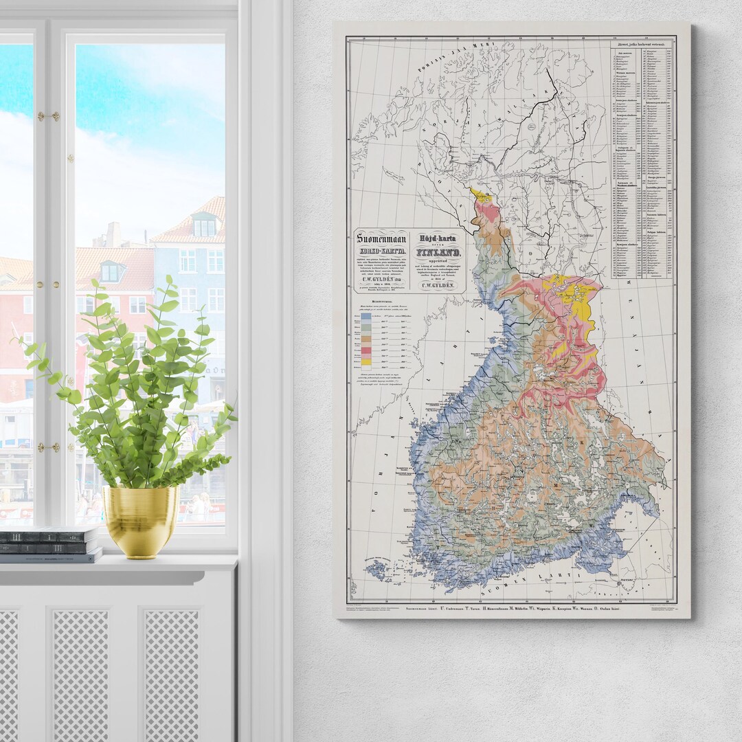 1972 Physical Map of Finland – Vintage Topographic Scandinavian Map ...