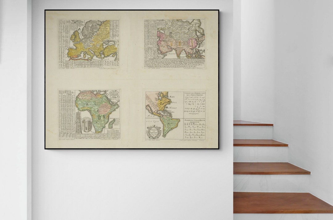 1740 Linguistic World Map Languages History Chart Antique Classroom ...