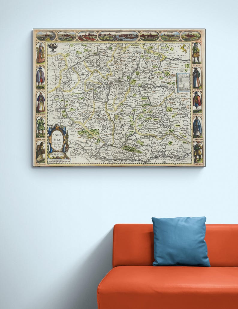 1625 Bohemia Map by John Speed – Early 17th Century Historic Czech ...