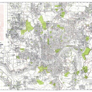 1926 Map of Cincinnati Ohio Historical American Geography Vintage ...