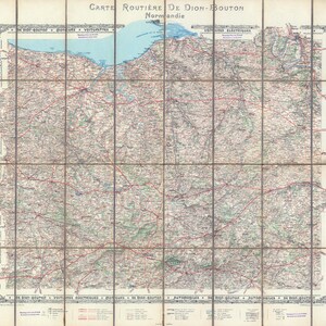 1900 Automobile Club De France Road Map of Normandy France Vintage ...