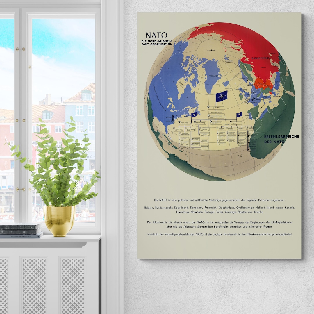 1956 NATO Command World Map – Cold War Era Military and Political Map ...
