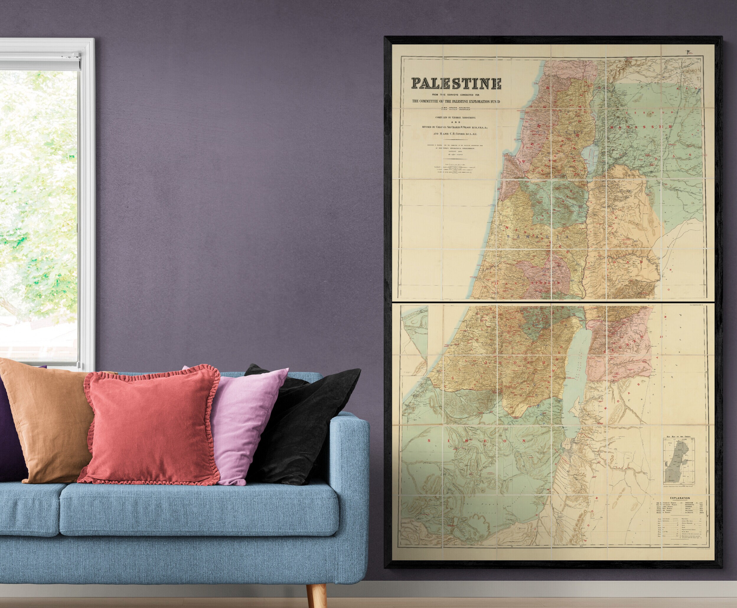 1890 Wall Map of Palestine Gaza Holy Land Middle East - Etsy Canada