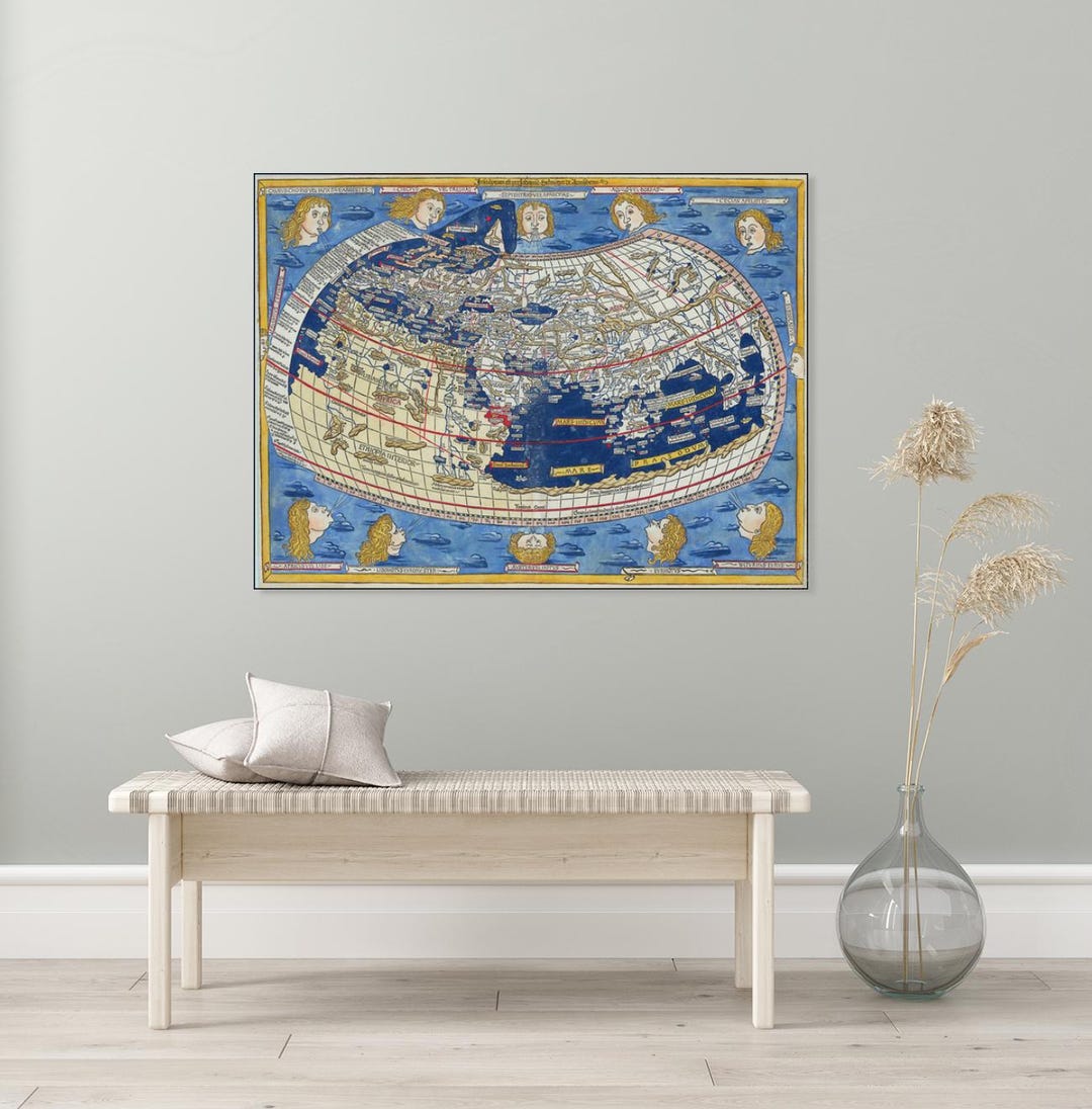 1482 Ptolemy World Map Medieval Mappa Mundi Flat Earth Geography ...