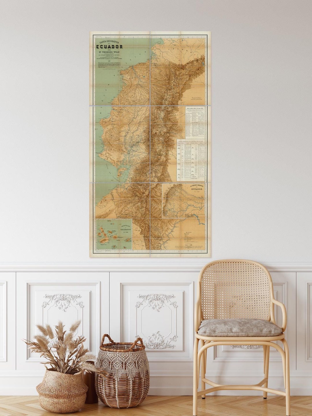 1893 Massive Wall Map of Ecuador Historical South American Geography ...