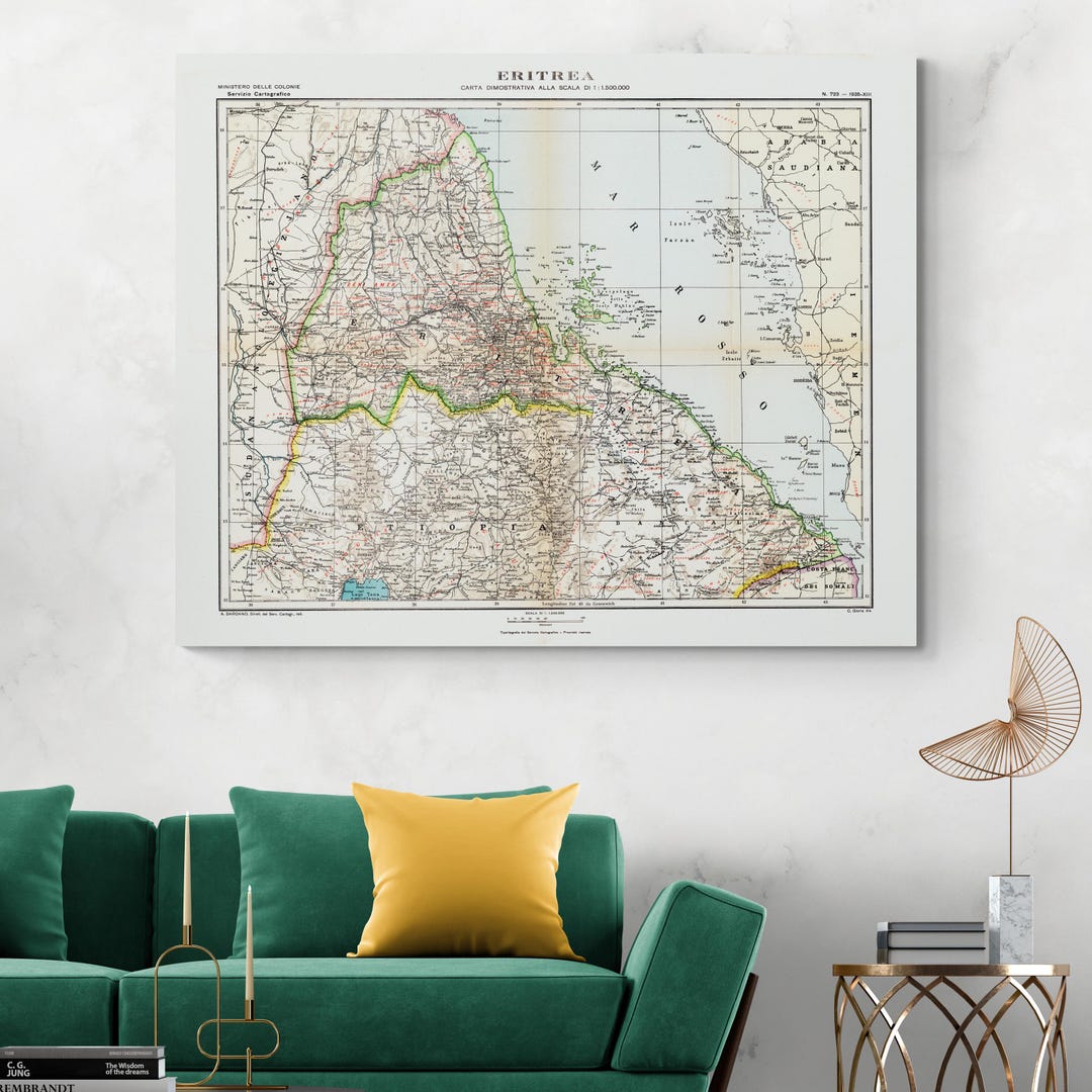 1935 Map of Eritrea Africa Colonial Italian Eritrean History ...