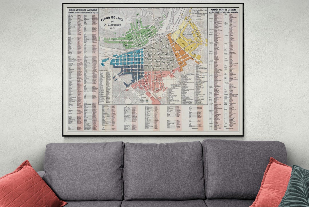 1872 Map of the Lima Peru Historical South American Geography Antique ...