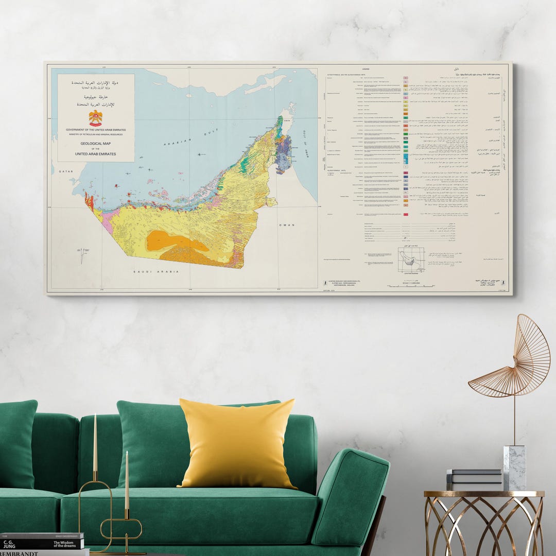 1976 Earliest Geological UAE Map – Foundational Survey Showing Mineral ...