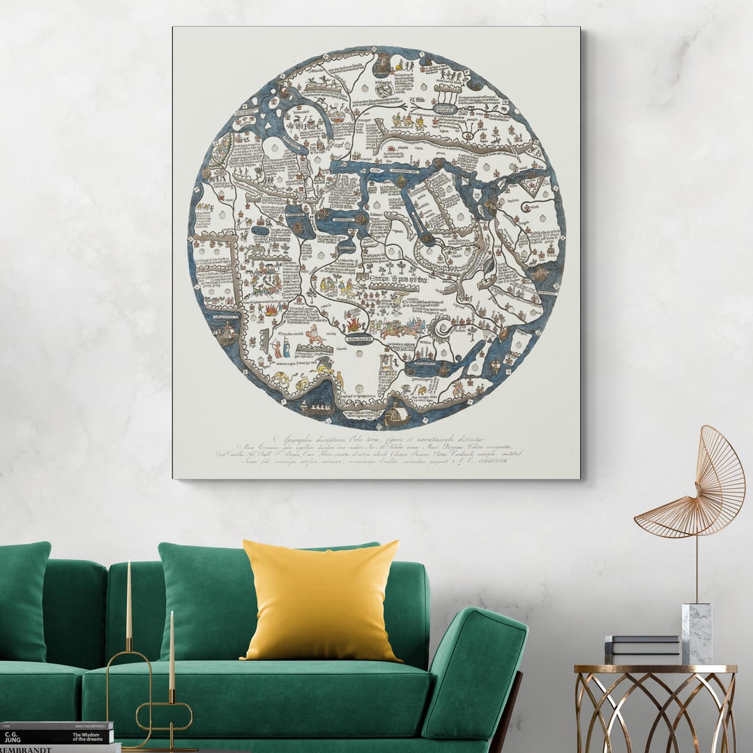 15th Century Borgia Mappa Mundi – Medieval World Map Showing Biblical ...