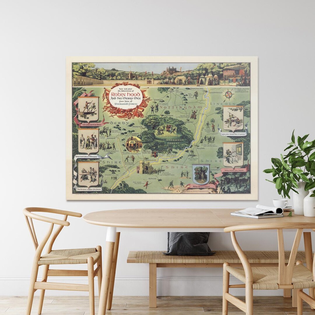 Pictorial Map of Howard Pyle's the Merry Adventures of Robin Hood and ...