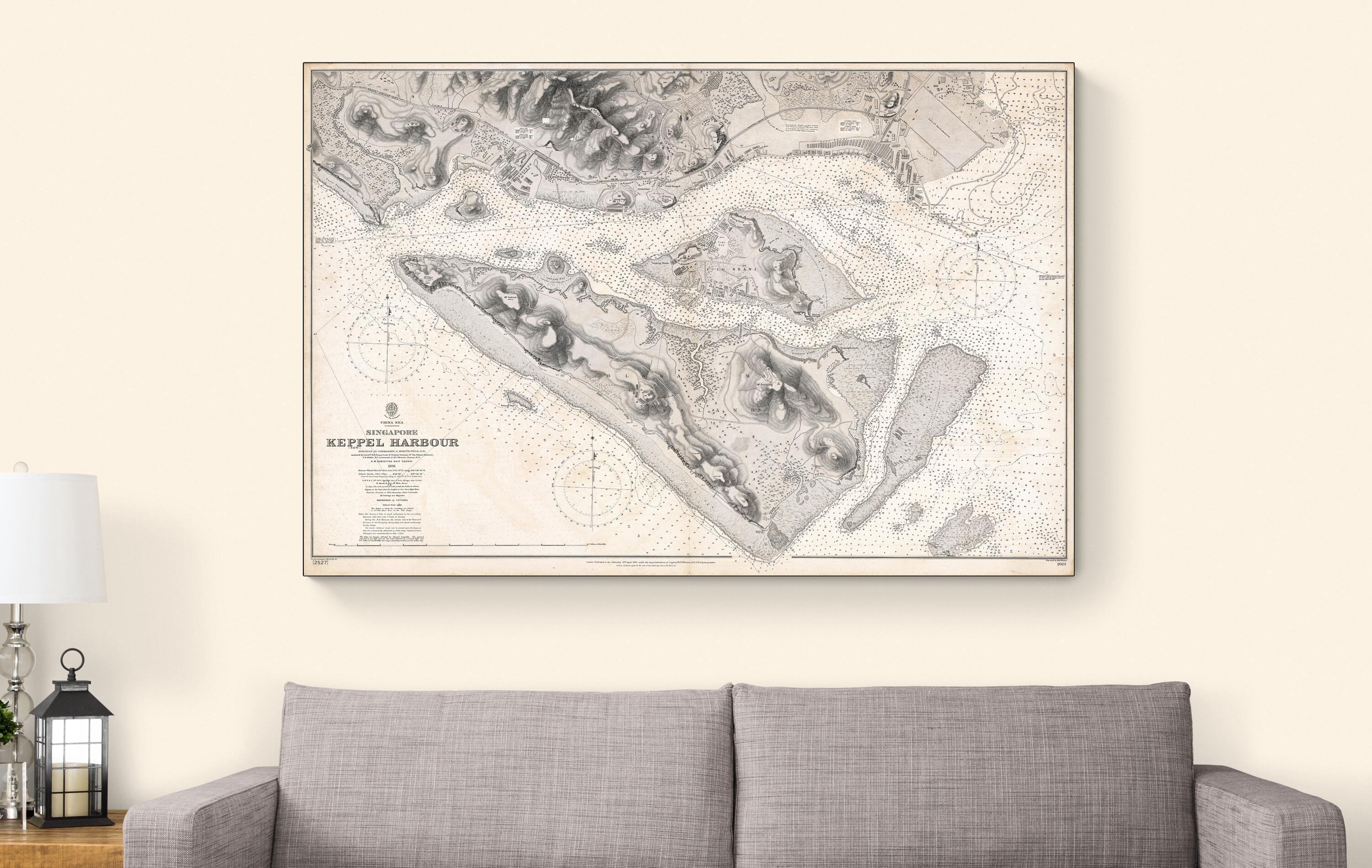1893 British Admiralty Chart of Keppel Harbor Singapore – Colonial-era ...