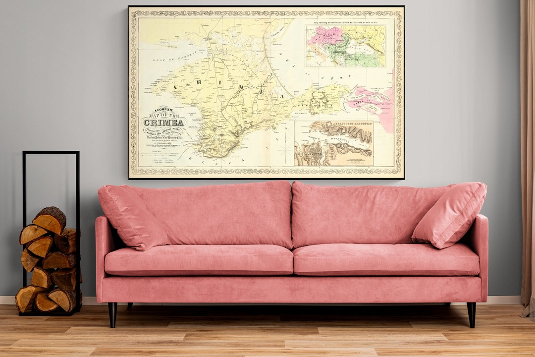 1857 Map of Crimea Crimean Peninsula Ukraine Russia Eastern European ...