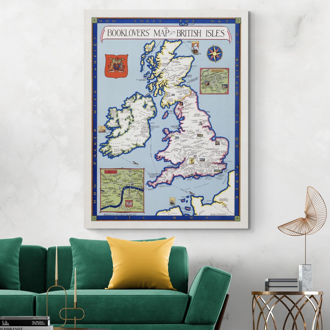 Booklovers Map of British Isles – Illustrated Literary Cartography ...
