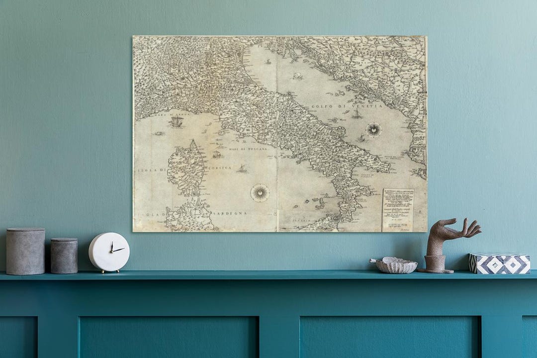 1560 Giacomo Gastaldi Map of Italy Historical European Geography ...