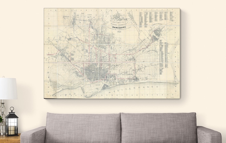 1896 Map of Barcelona Spain – Historic Spanish Cartography – Streets ...