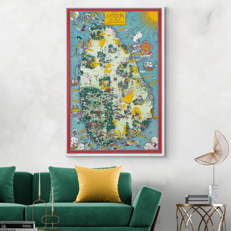 Pictorial Map of Sri Lanka – Illustrated Historical Map Depicting ...