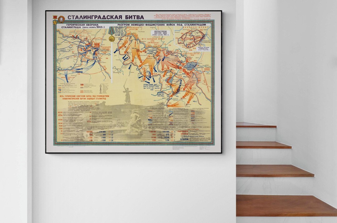 Soviet Military Map of the Battle of Stalingrad 1942-43 WW2 World War 2 ...