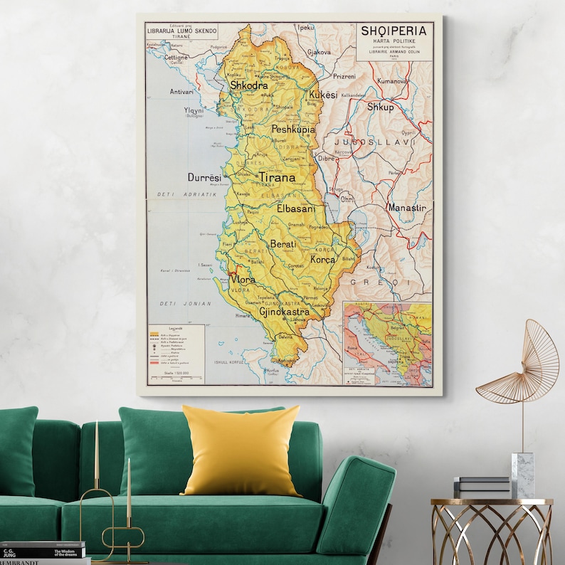 1930 Map of Albania – Historical Balkan Cartography Showing National ...