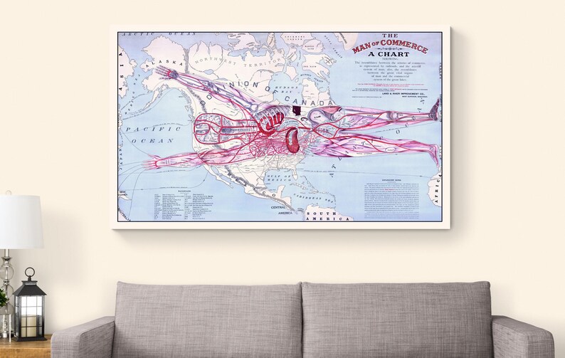 1889 Man of Commerce Anatomy Map of the United States – Symbolic ...