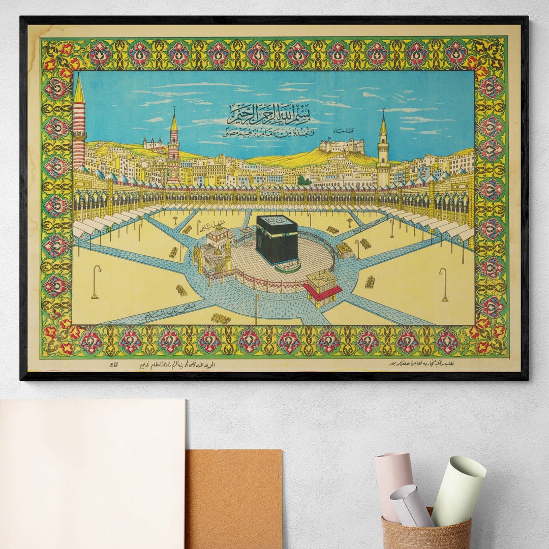 Map of the Pilgrimage to Mecca Saudi Arabia Hajj Kaaba Cube - Etsy Canada