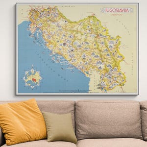 1959 Pictorial Map of Yugoslavia – Illustrated Tourist Map Showing ...