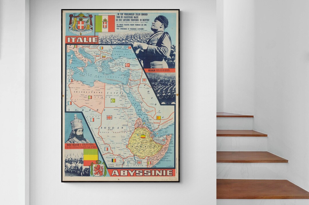 1935 Political Map of Abyssinia Africa Ethiopian Empire North African ...