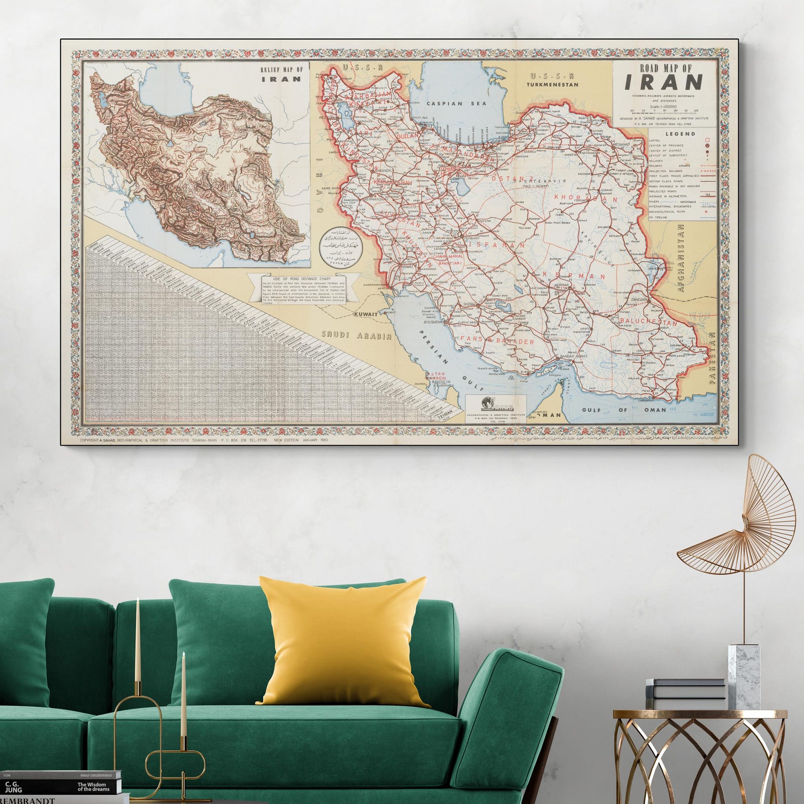 1960 Road Map of Iran – Mid-20th Century Iranian Geography Showing ...