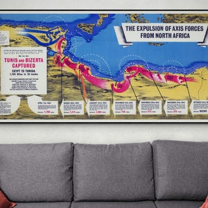 1943 Map of North African Campaign Historical World War 2 Military ...