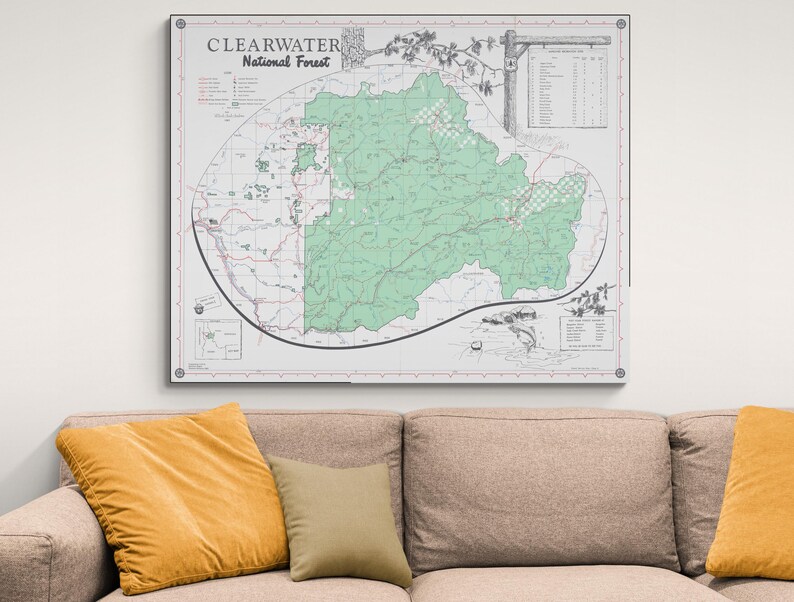 1962 Map of Clearwater National Forest – Historic U.S. Forest Service ...