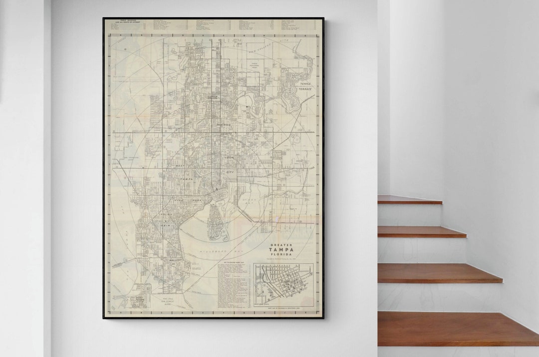 1957 Mapa de la ciudad de Tampa Florida Estados Unidos Geografía ...