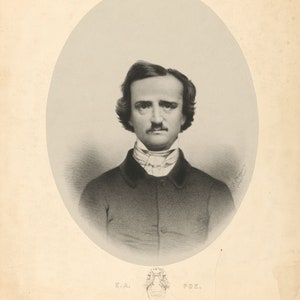 Edgar Allan Poe Author Portrait Dark Gothic Mystery Horror English ...