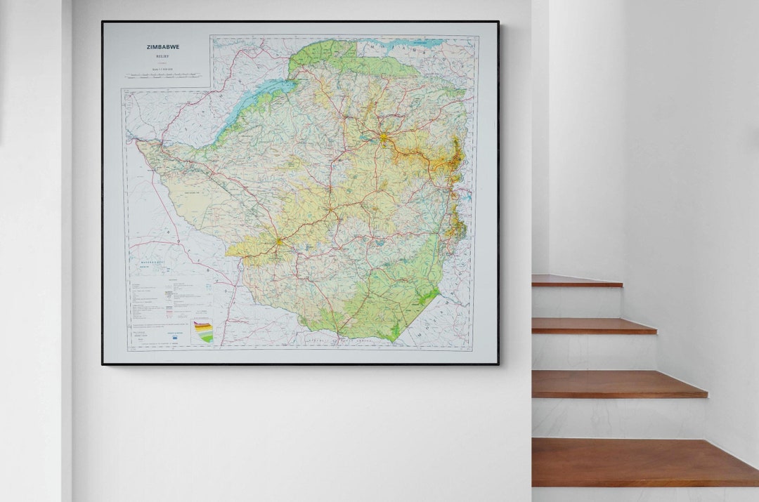 1973 Map of Zimbabwe Historical African Geography Vintage Zimbabwean ...