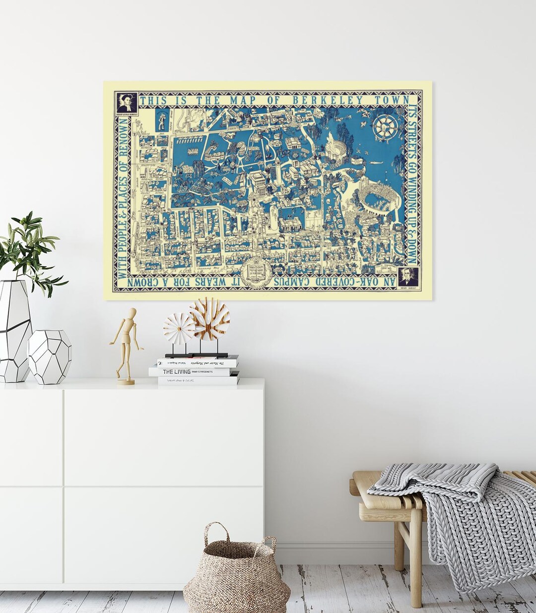 1928 Pictorial Map of University of California Berkeley American ...