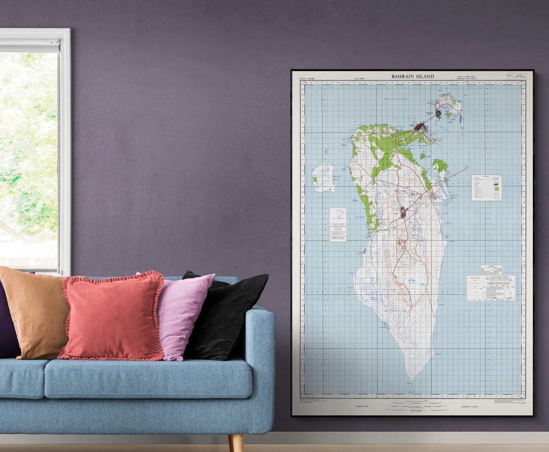 1956 Map of Bahrain Historical Middle Eastern Geography Bahraini Decor ...