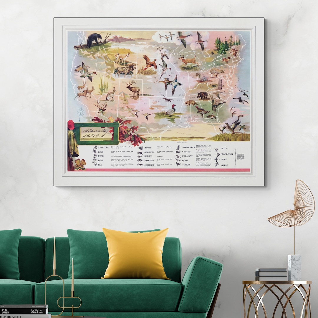 Hunter's Map of the United States American Game Hunting History ...