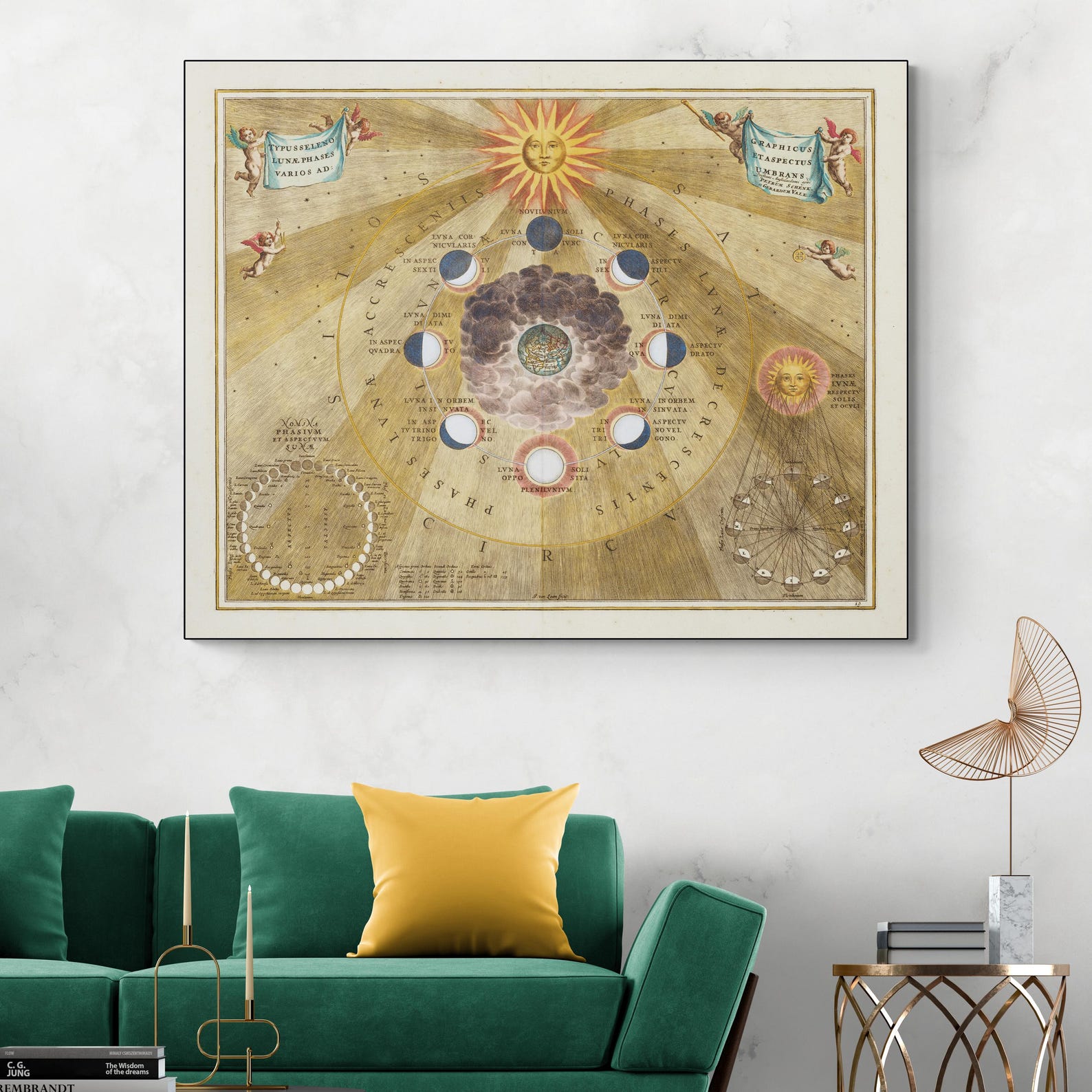 17th Century Cellarius Celestial Chart – Selenographic Lunar Phases ...