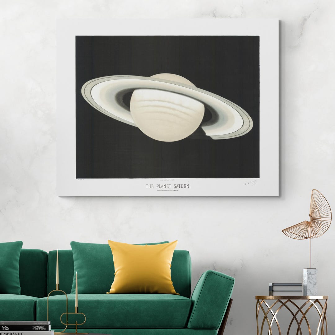 19th Century Trouvelot Illustration of Planet Saturn Space Celestial ...
