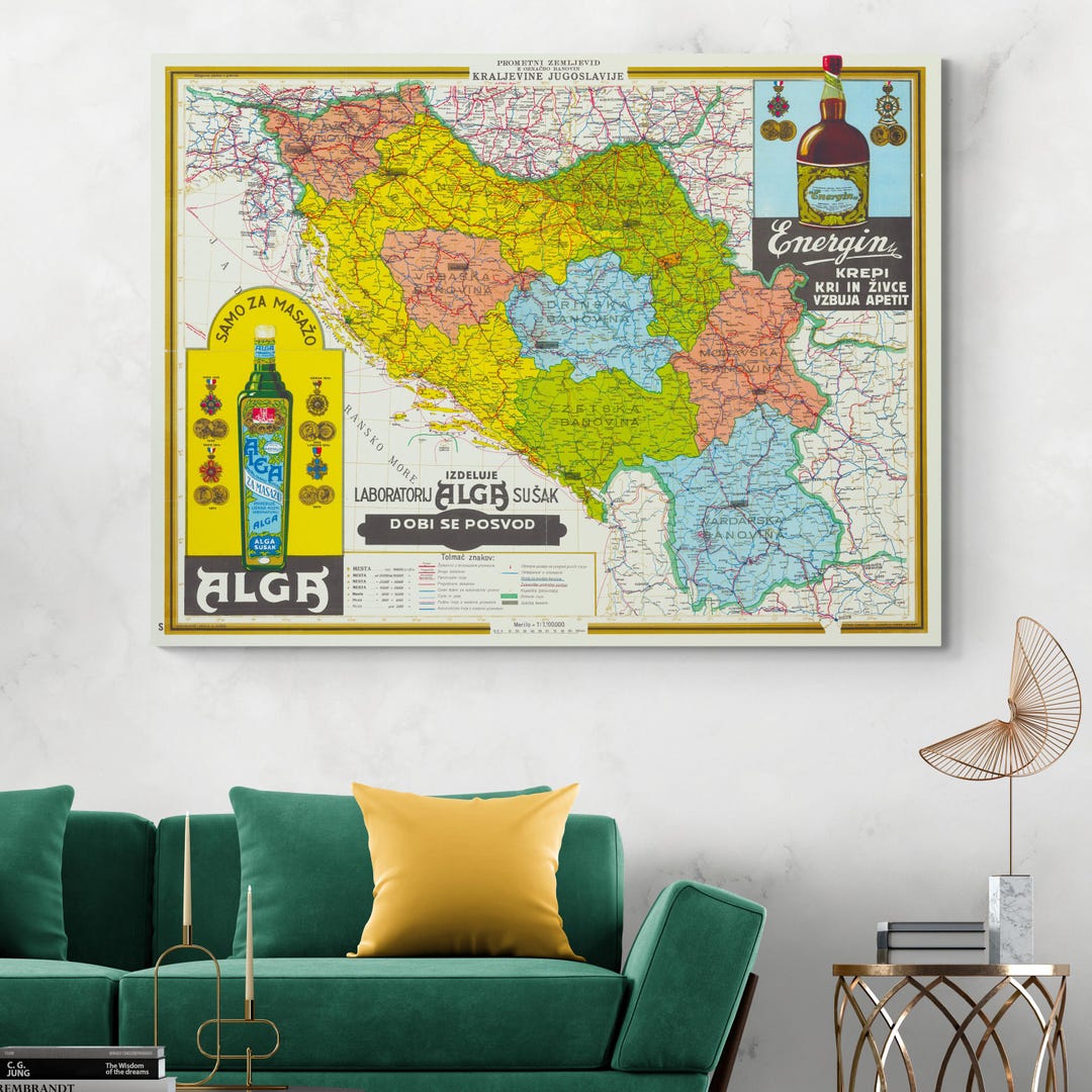 1940 Map of Yugoslavia – Historical Balkan Peninsula Showing National ...