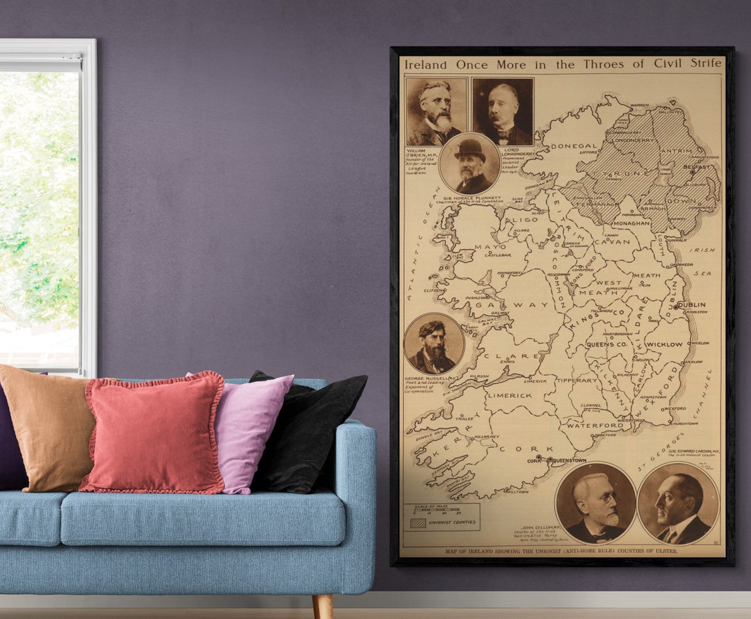 1918 Map of Ireland Showing the Battle for Independence Irish - Etsy UK