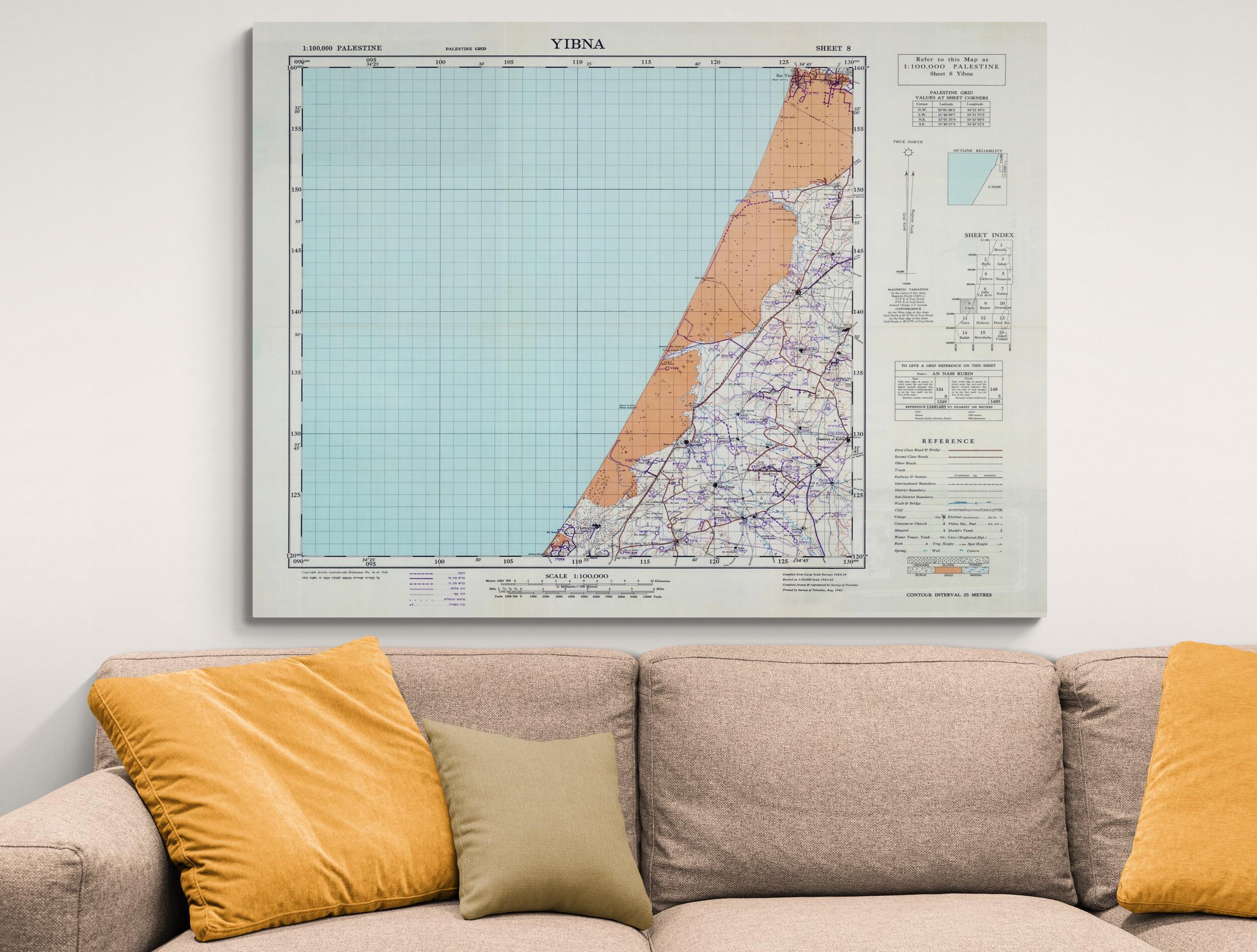 1942 Map of Yibna (tel Yavne) – British Mandate-era Map of Holy Land ...