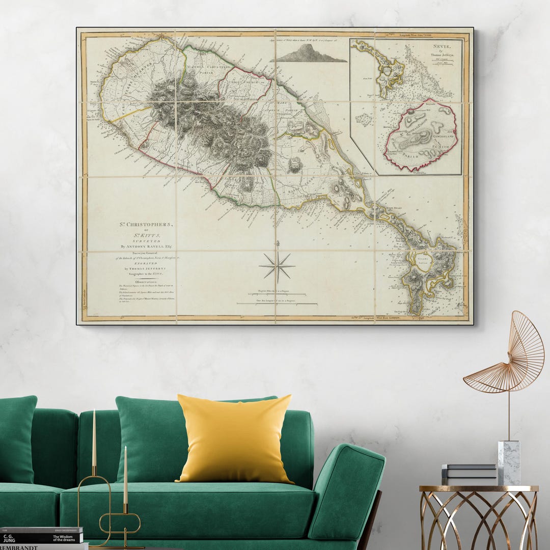 1775 Map of Saint Kitts and Nevis – Historic Caribbean Cartography ...