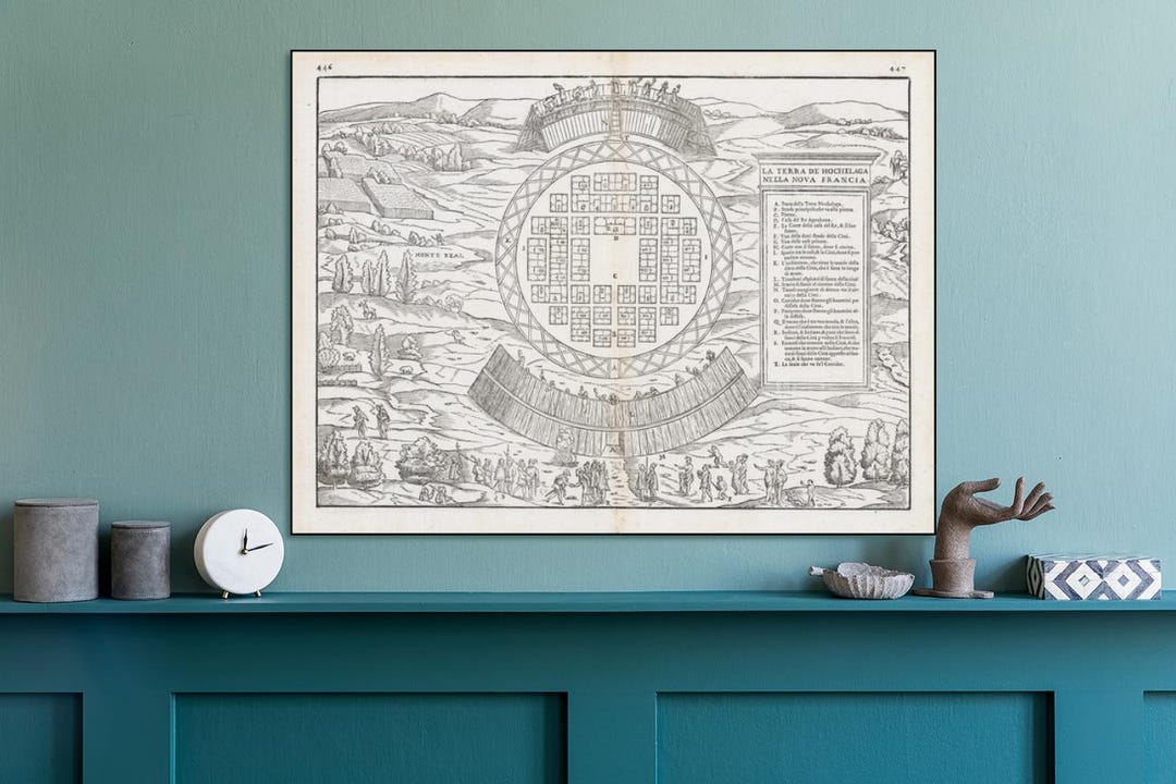 1556 Ramusio Map of Montreal Canada First Map of a North American City ...
