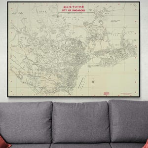 1955 Map of Singapore Historical Asian Geography Vintage Singaporean ...