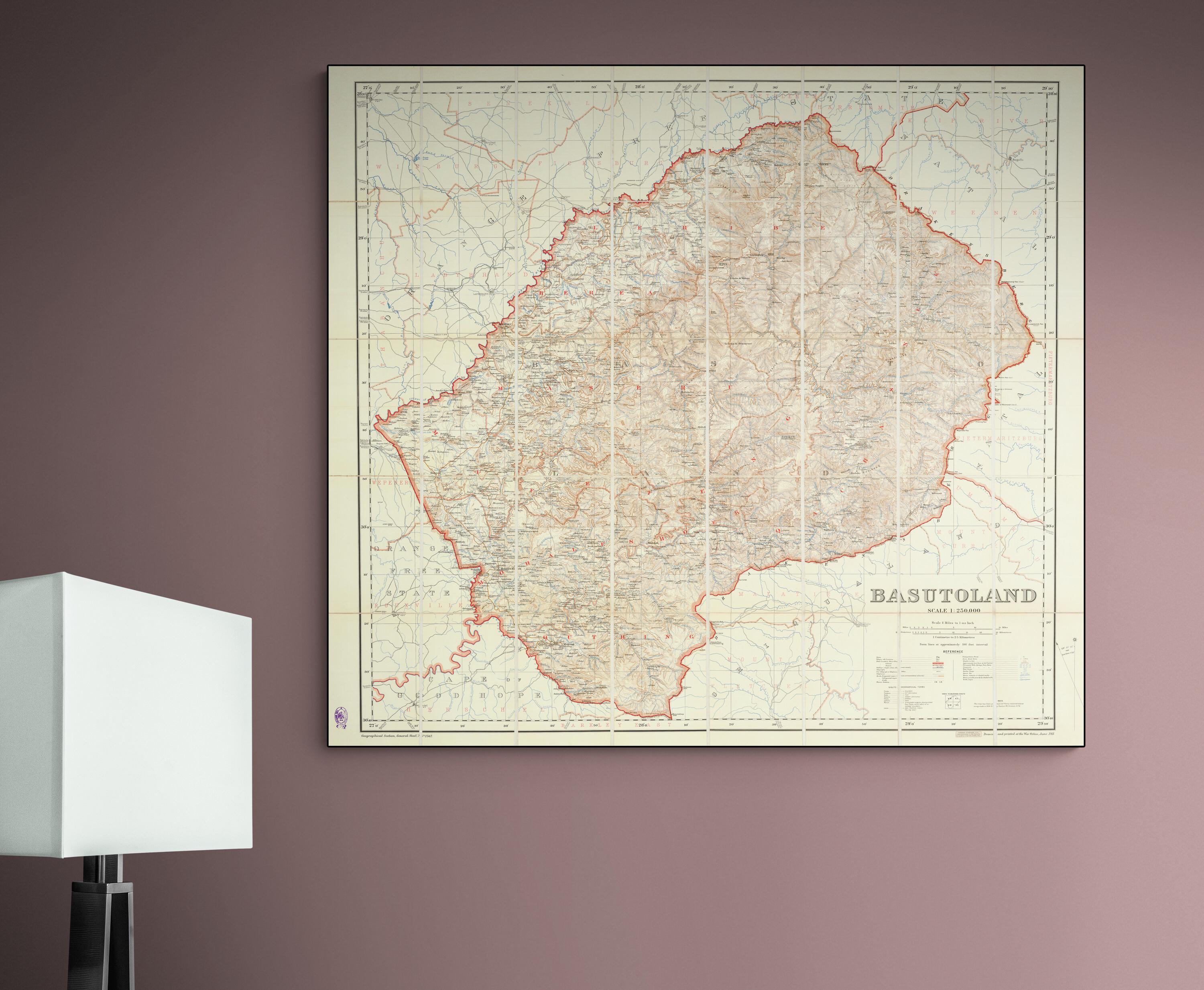 1911 Map of Lesotho – Southern Africa Cartography Depicting Colonial ...