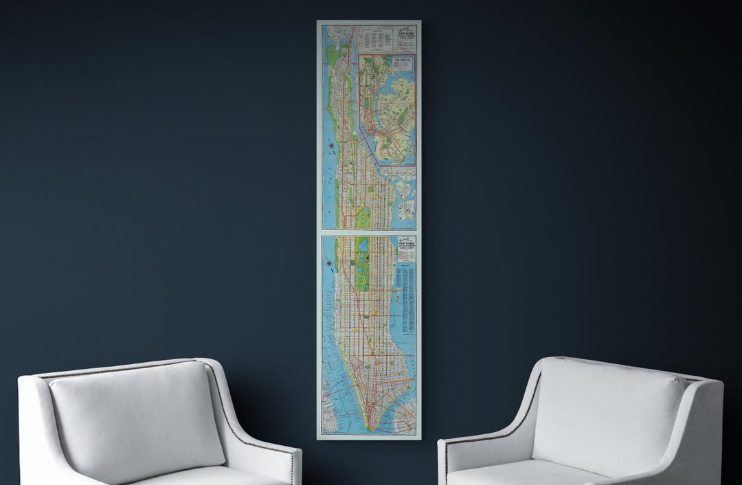 1920 Subway Guide Map of Manhattan New York City NYC Public Transit ...