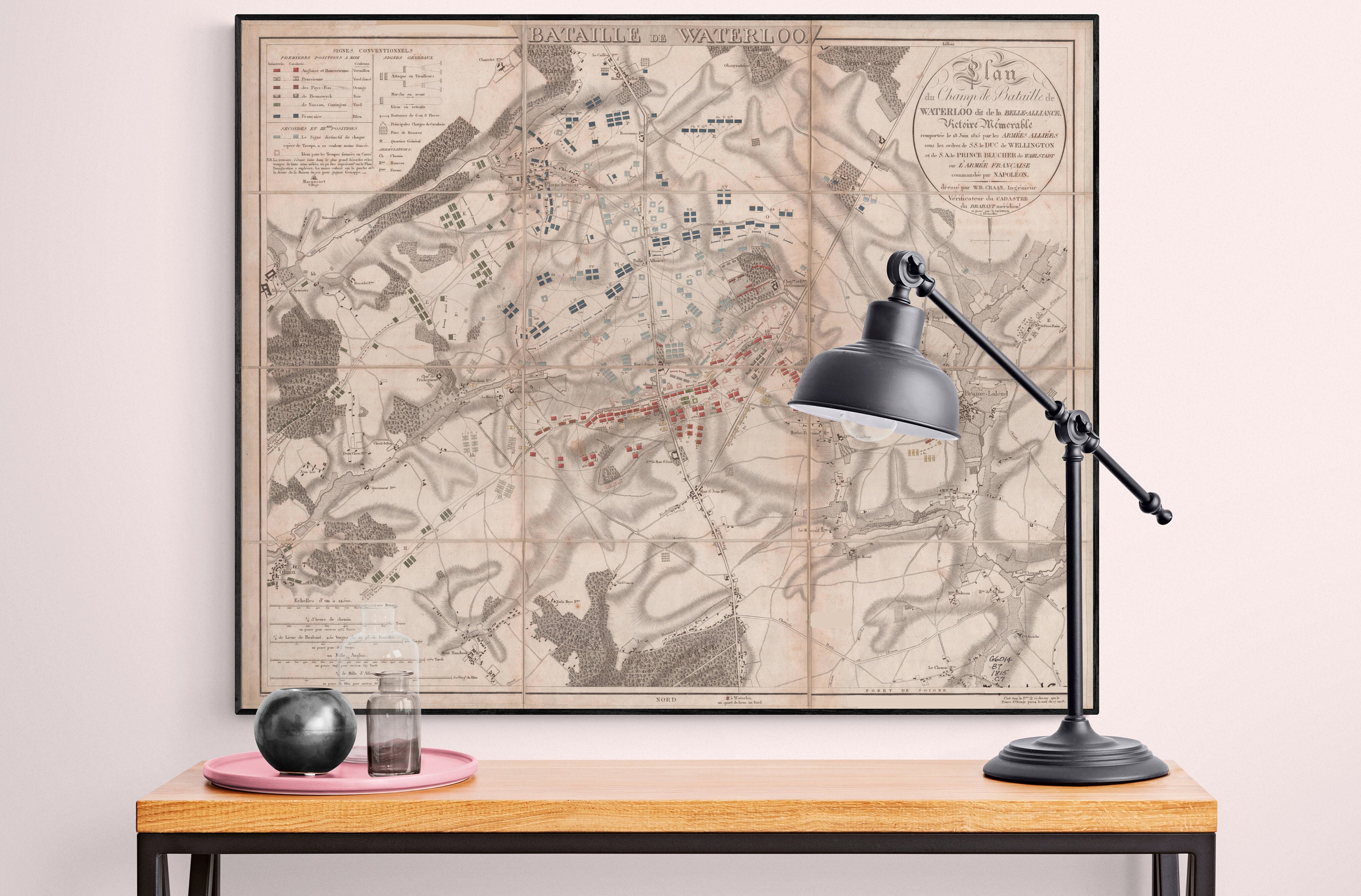 1815 Map of the Battle of Waterloo Battle Map Napoleonic Wars Military ...