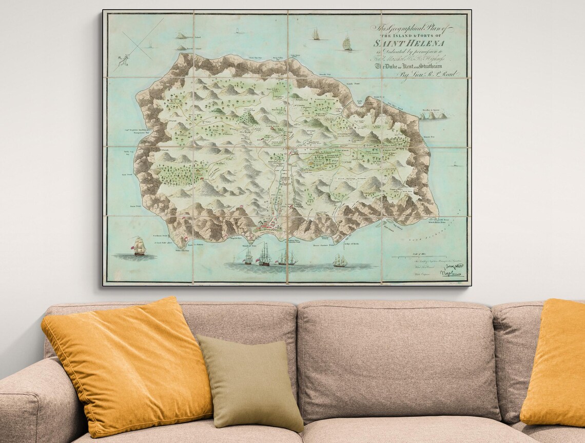 1815 Map of Saint Helena – Early 19th Century Island Map Showing ...
