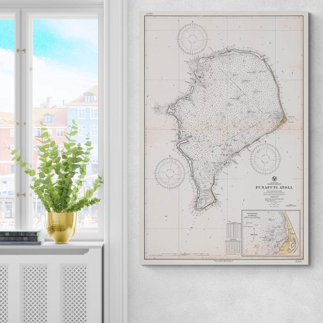 1896 Map of Funafuti Atoll Tuvalu – Historic Polynesian Cartography ...