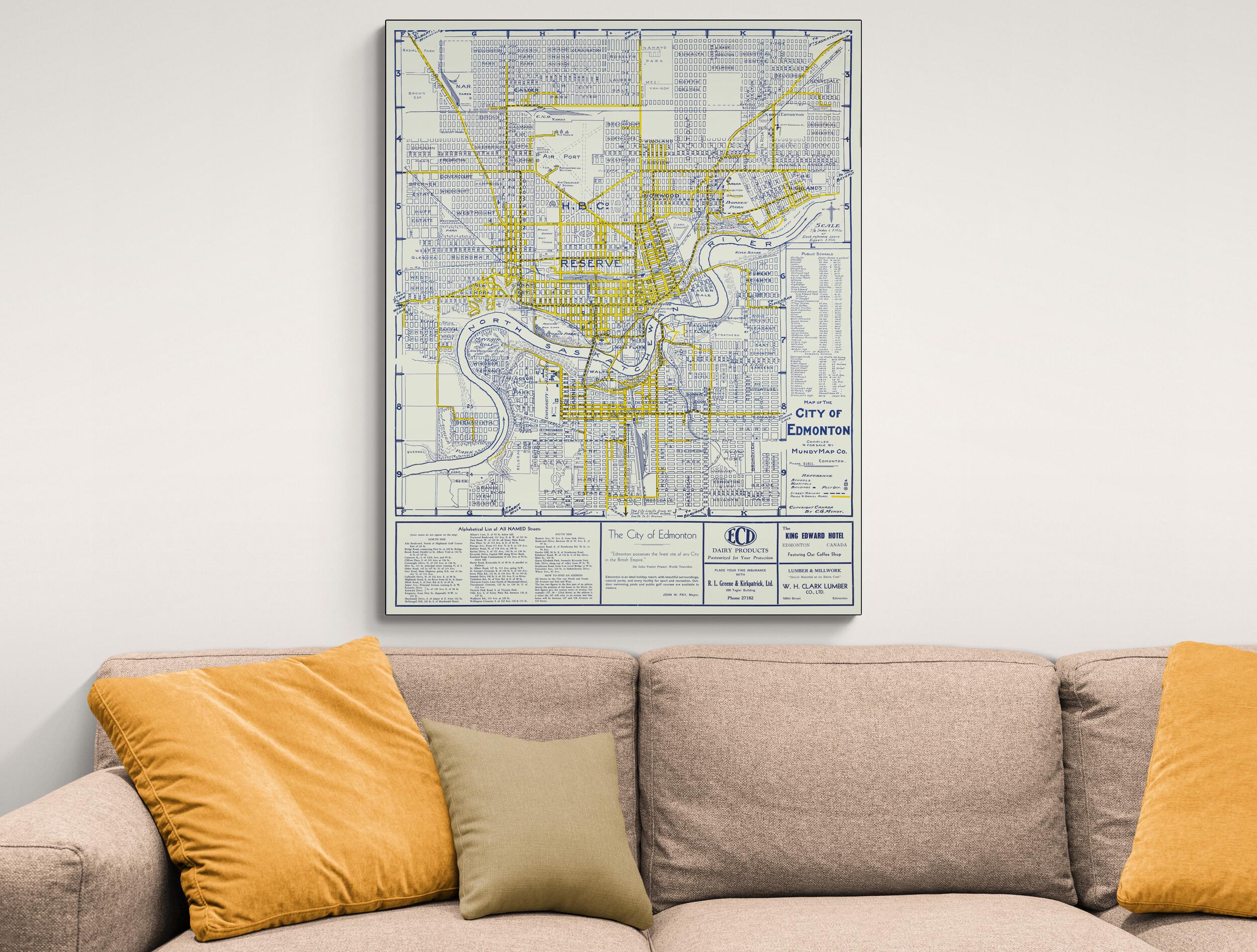 1940 Map of Edmonton Alberta Canada – Mid-20th Century Canadian Urban ...